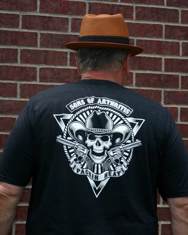 Sons of Arthritis "Packin Heat" Biker Tri-Blend T-Shirt | Sons of Arthritis