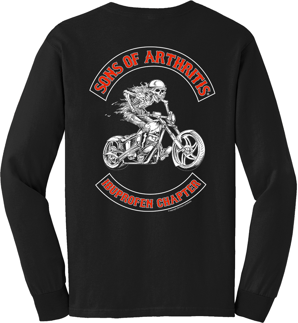 Ibuprofen Chapter Long Sleeve Biker T-Shirt | Sons of Arthritis